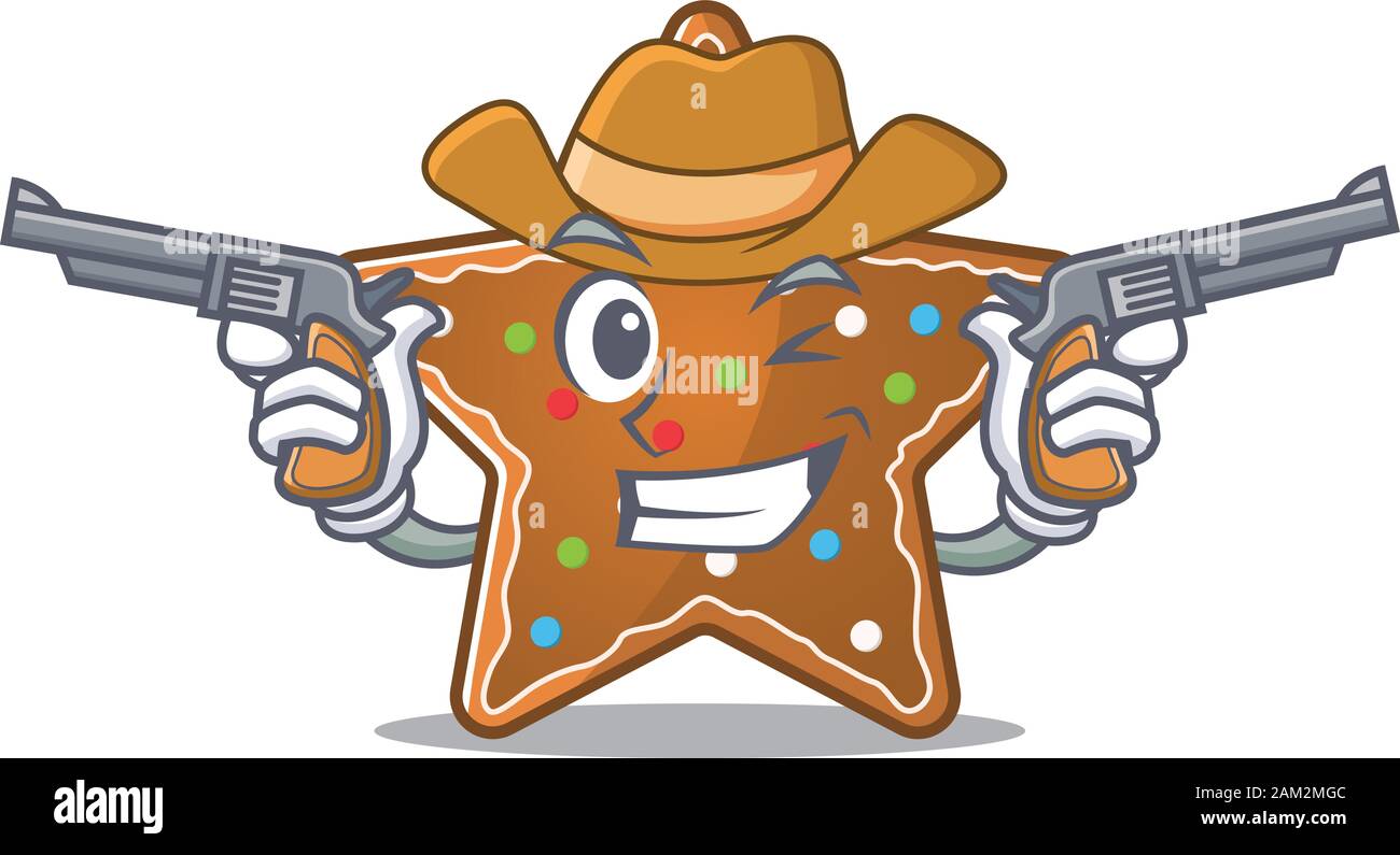 Gingerbread star dressed as a Cowboy having guns Stock Vector Image ...