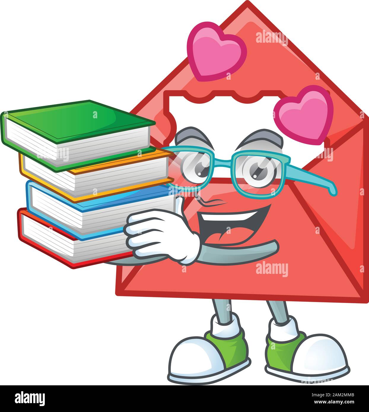 Cool and clever Student love letter mascot cartoon with book Stock ...
