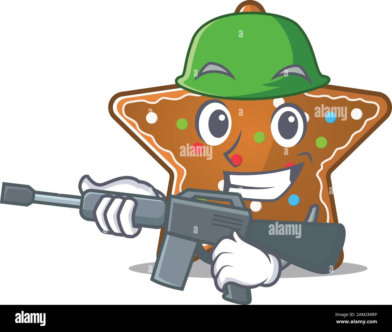 A cartoon design of gingerbread star Army with machine gun Stock Vector ...