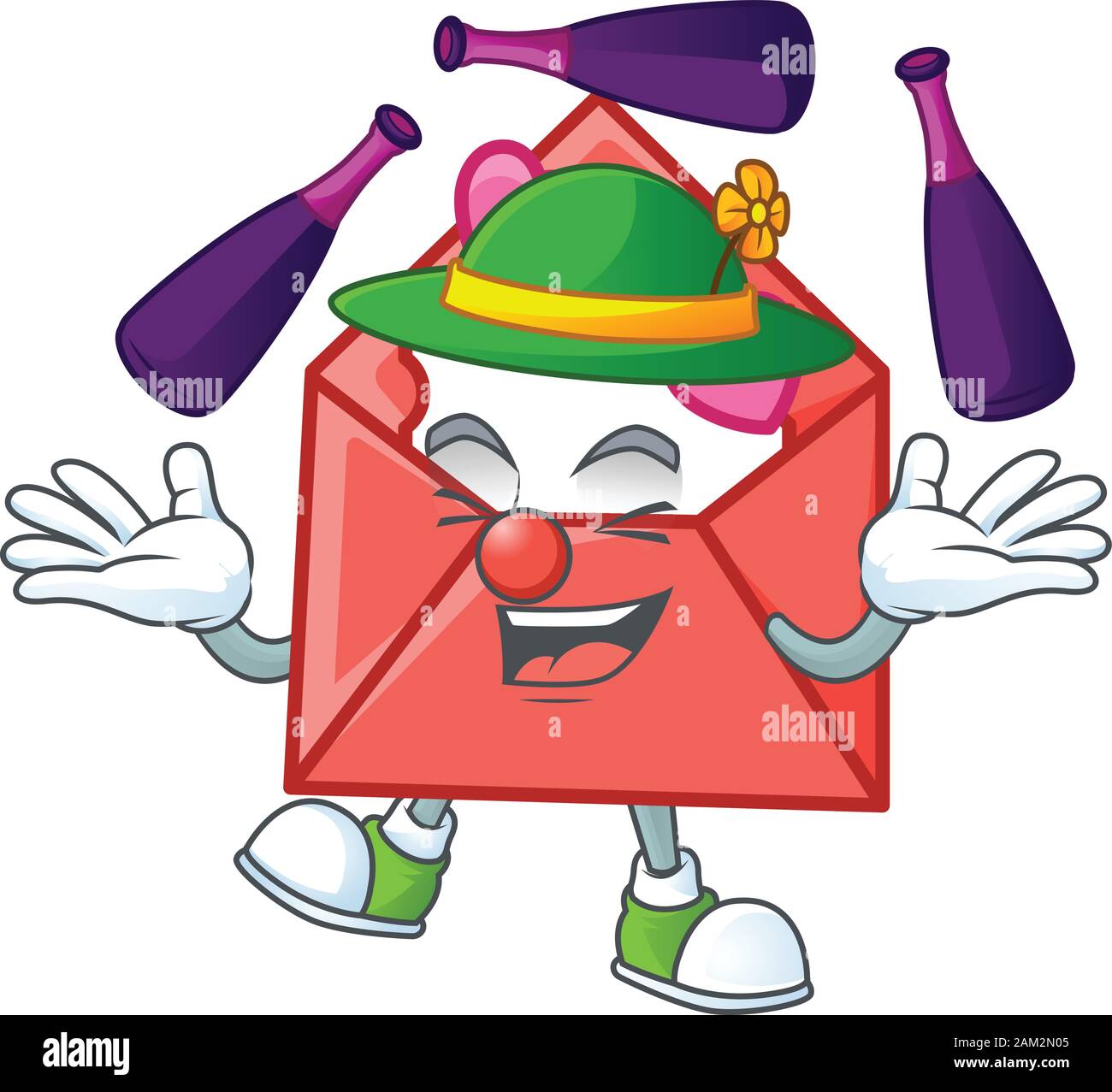 Smart love letter cartoon character design playing Juggling Stock ...