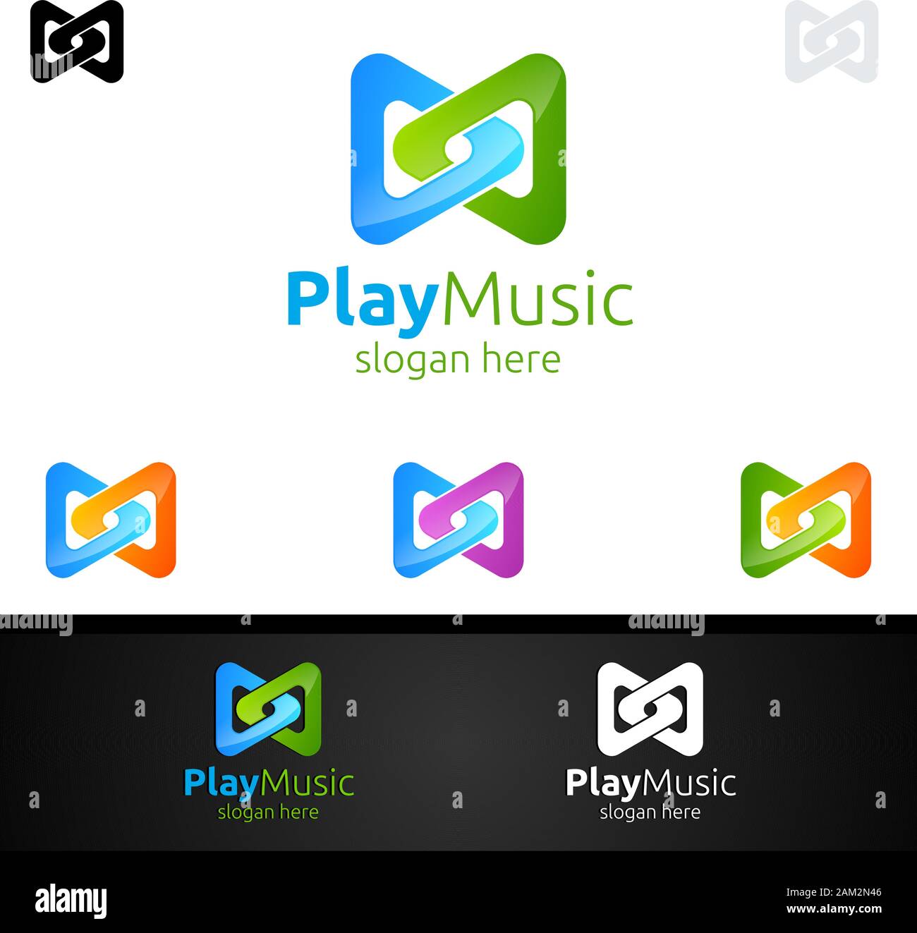 Abstract Music Logo with Note and Play Concept Stock Vector Image & Art ...