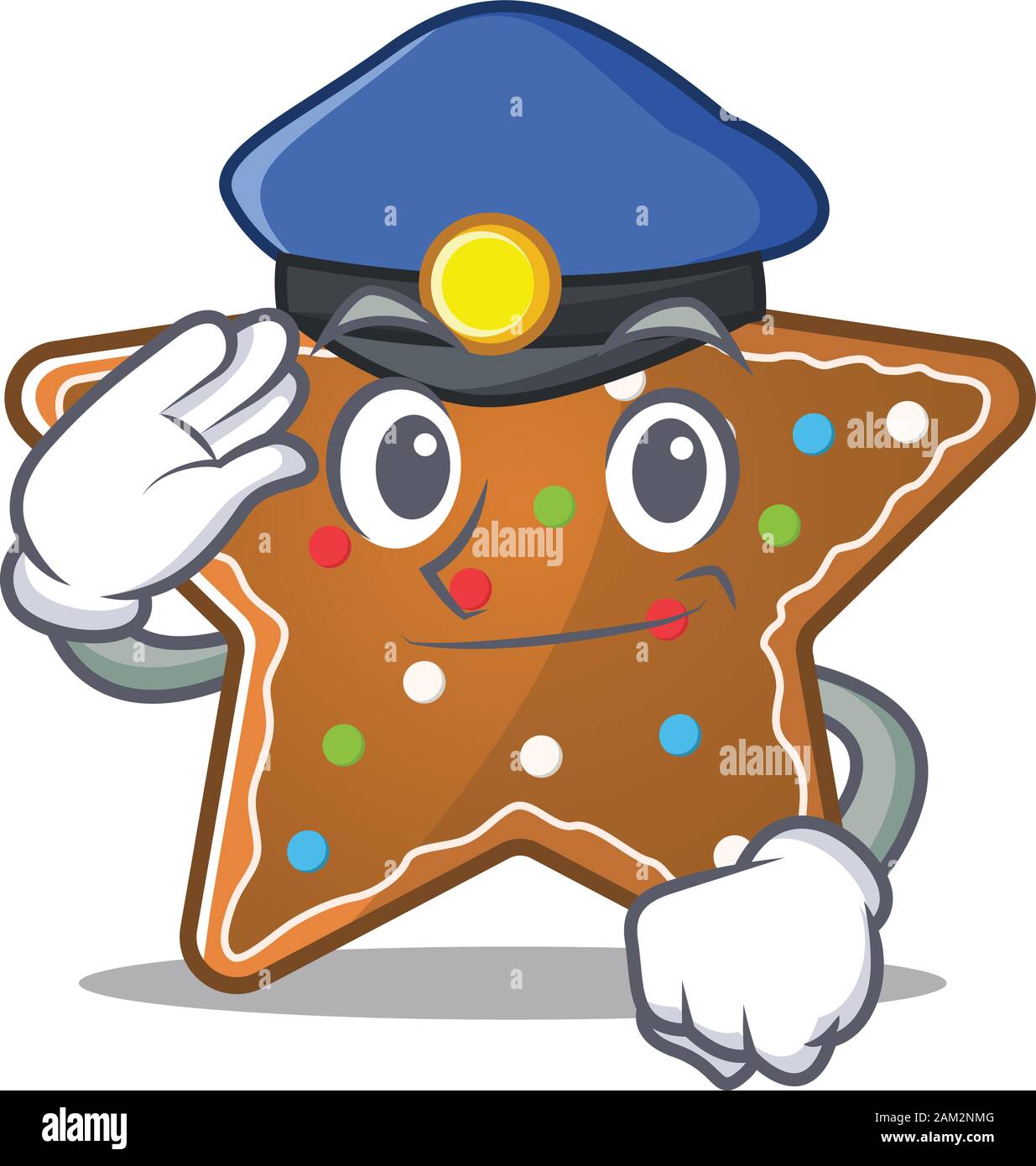Gingerbread star Cartoon mascot performed as a Police officer Stock ...