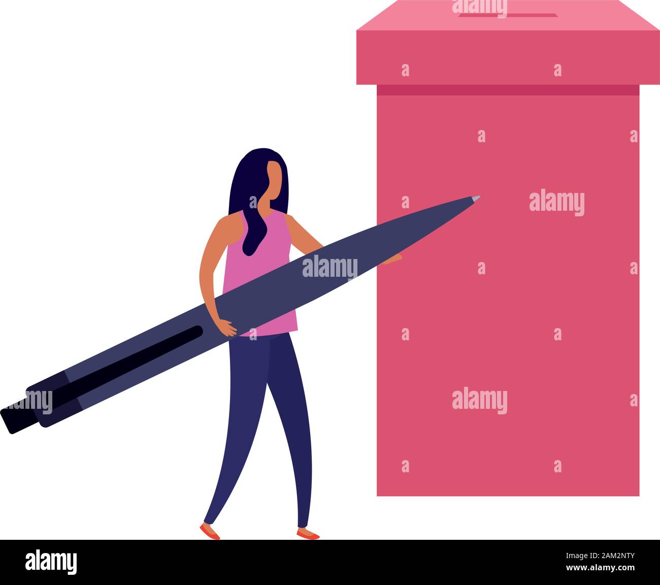 business woman with ballot box and pen Stock Vector Image & Art - Alamy