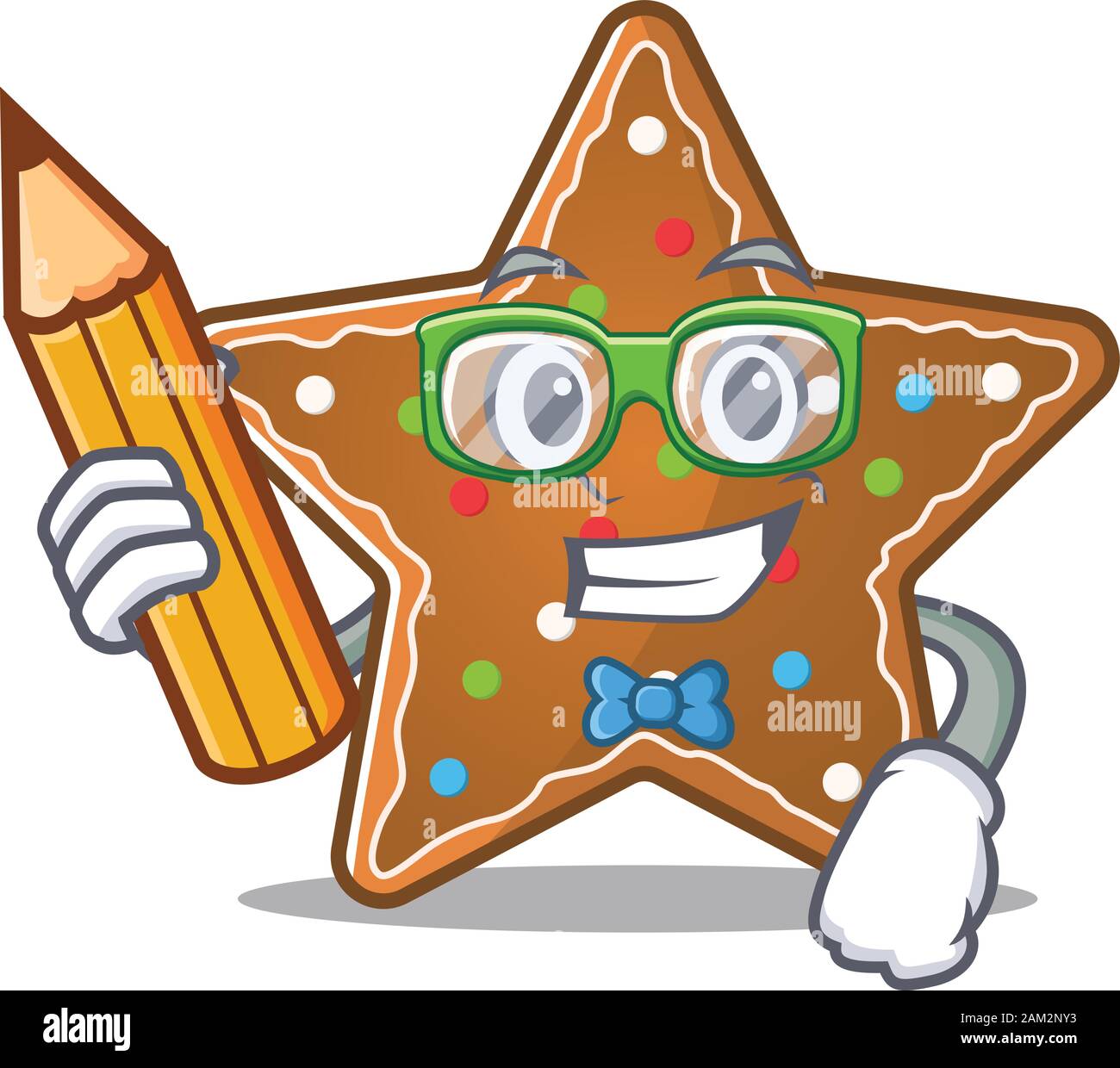 A picture of Student gingerbread star character holding pencil Stock ...