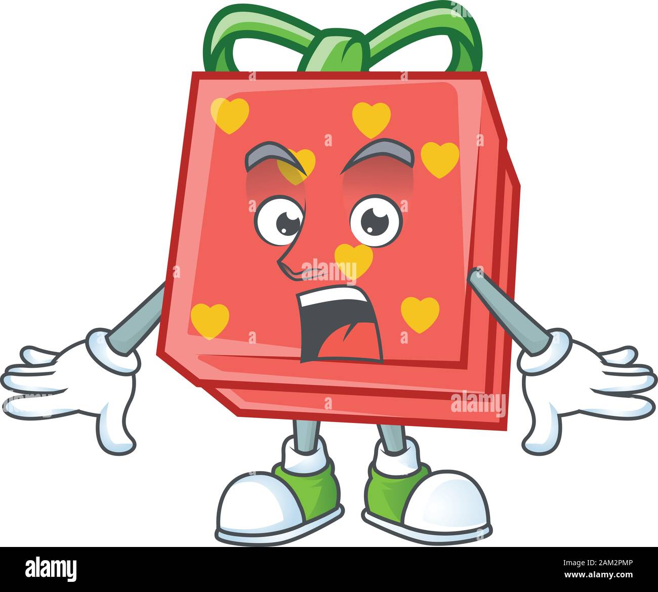 Love gift red cartoon character design on a surprised gesture Stock ...