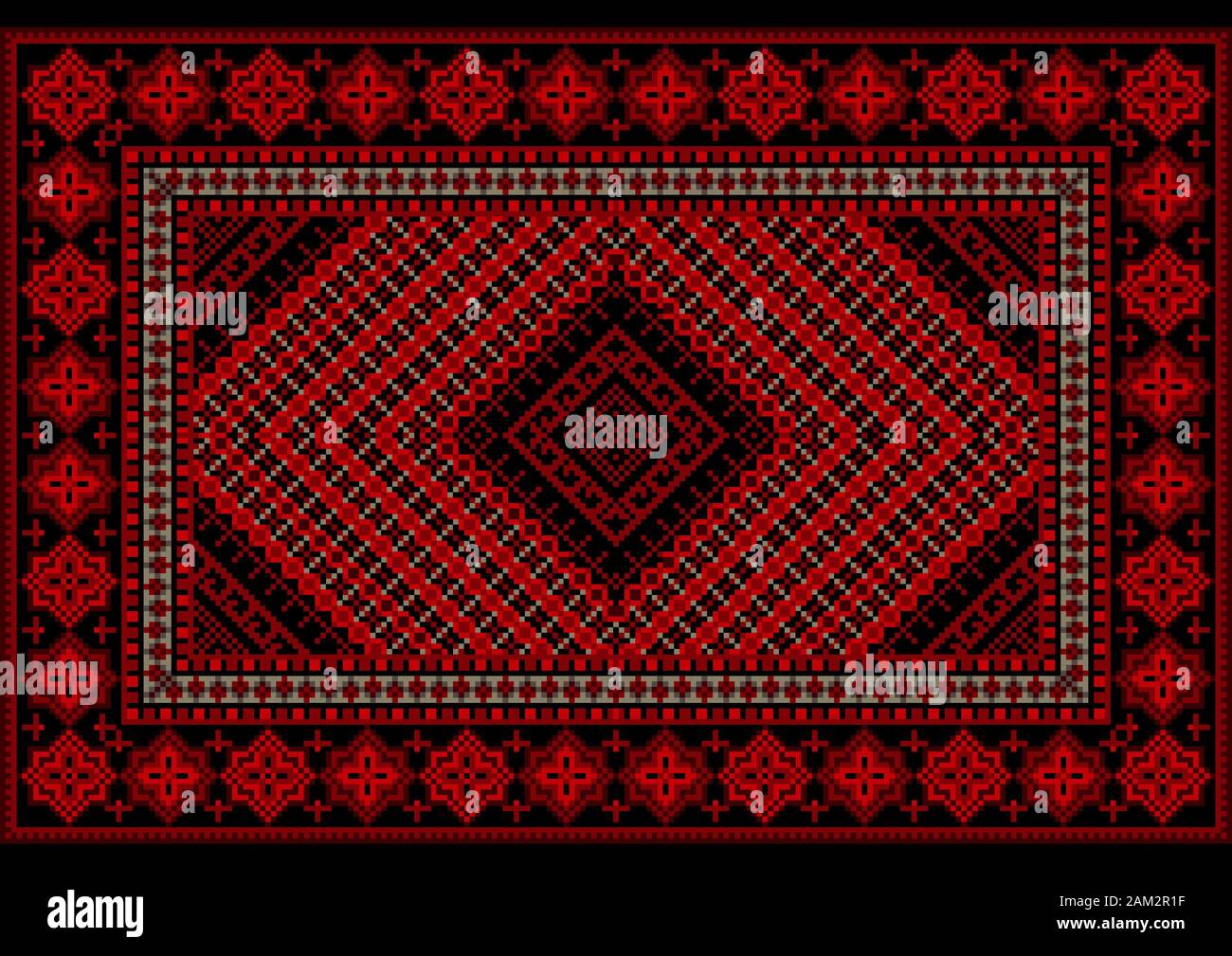 Luxurious vintage rug in red shades with original pattern in the middle ...