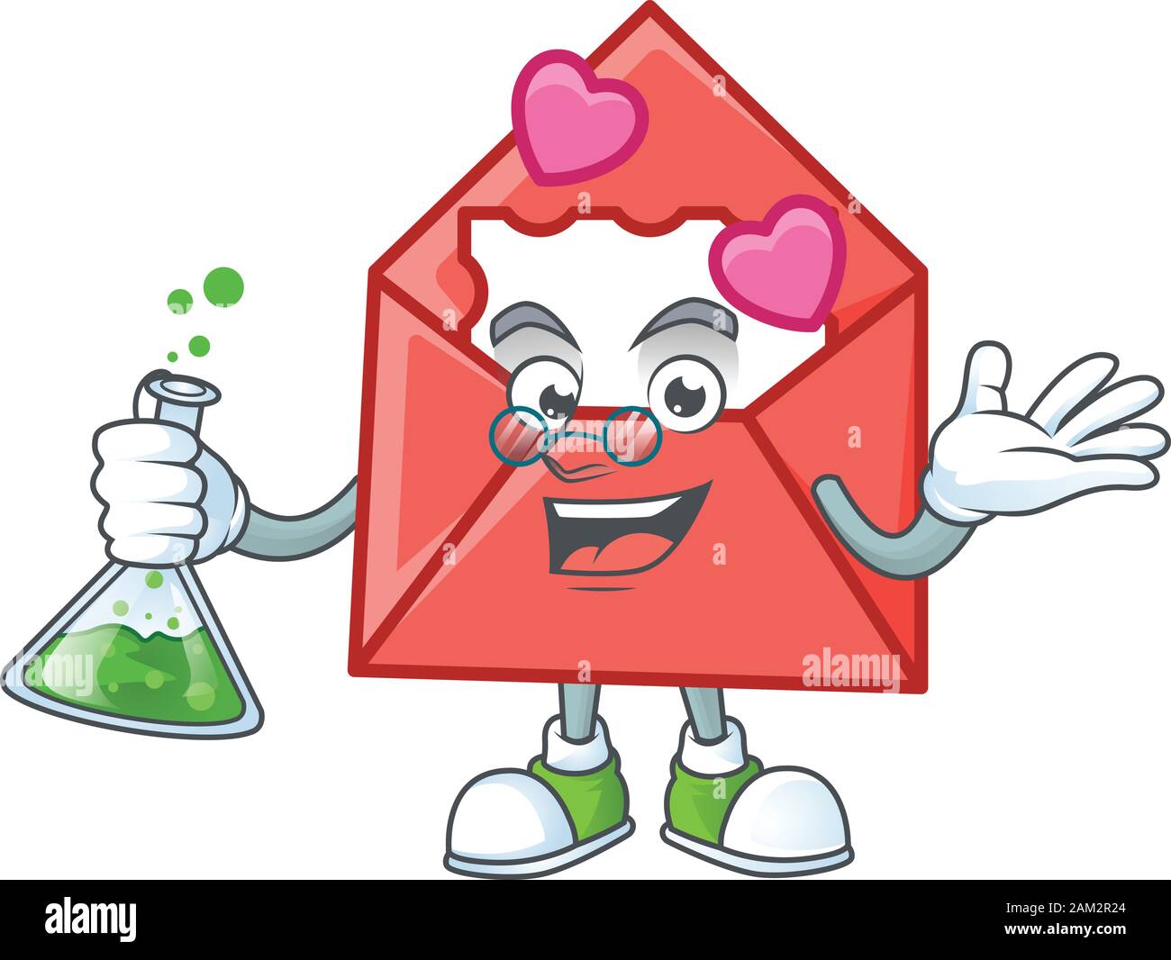 Smart Professor love letter cartoon character with glass tube Stock ...