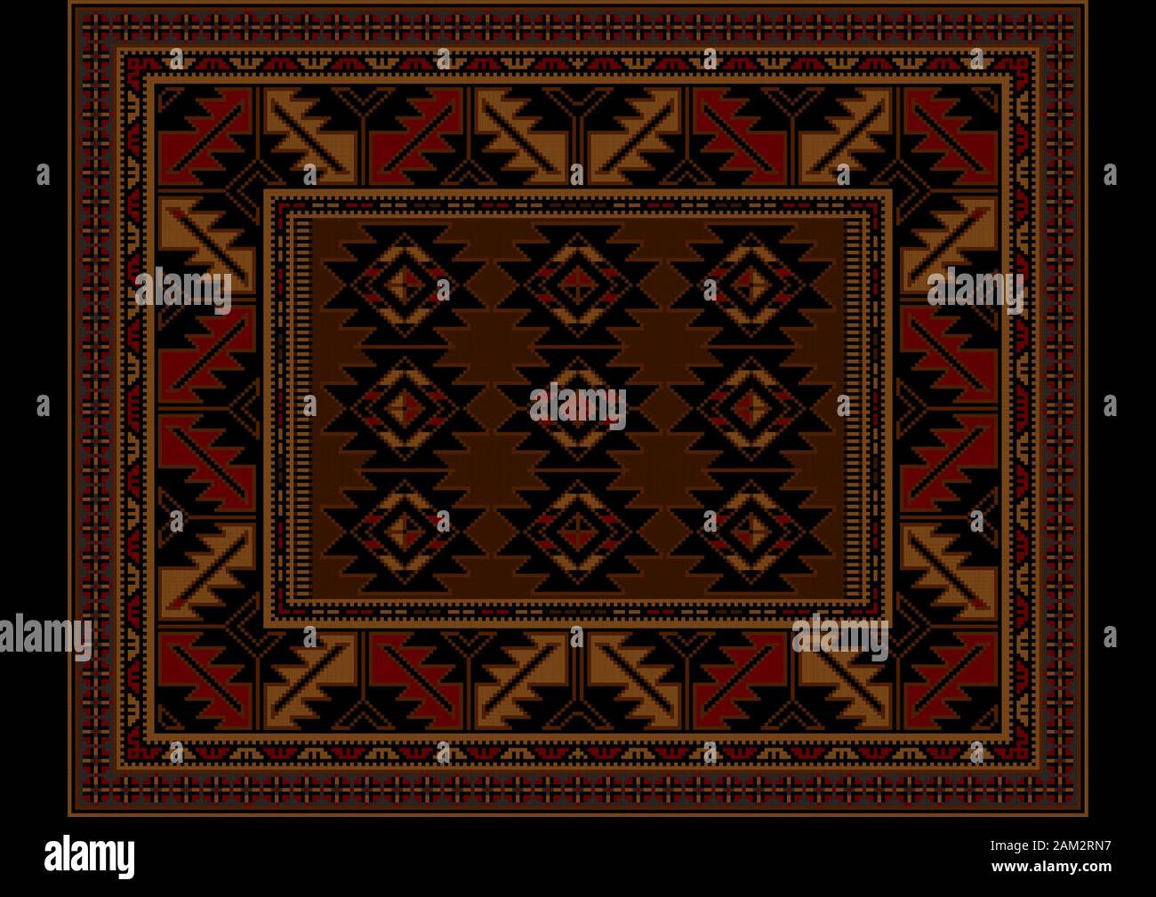 Variegated vintage carpet at maroon and brown shades with pattern in ...