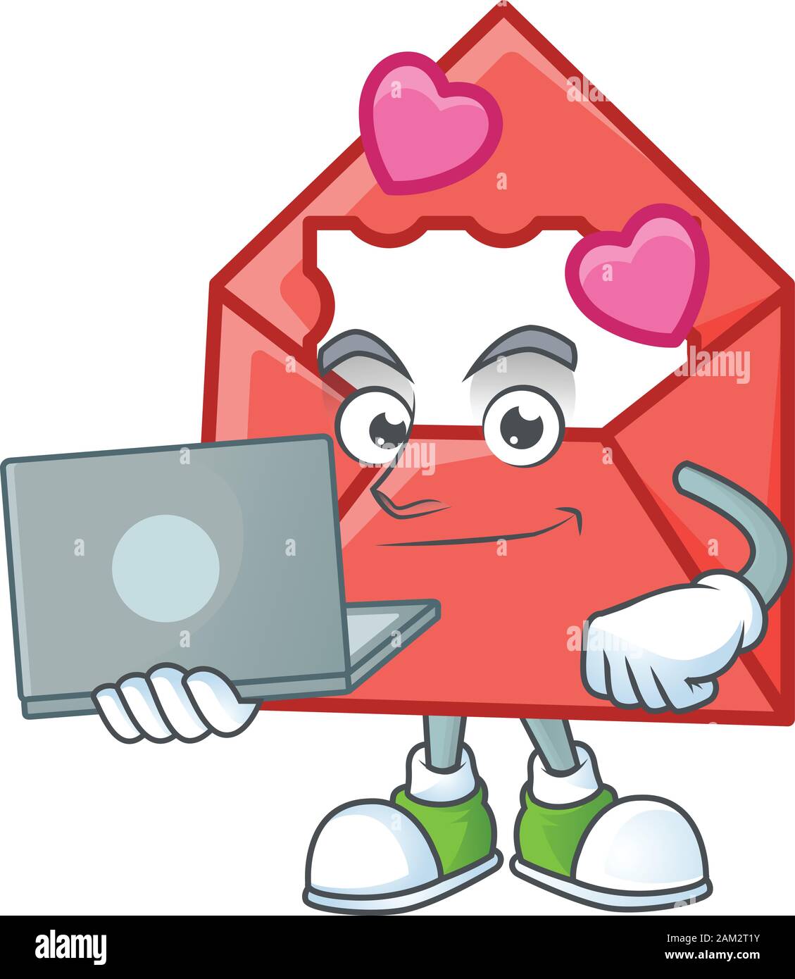 A clever love letter mascot character working with laptop Stock Vector ...