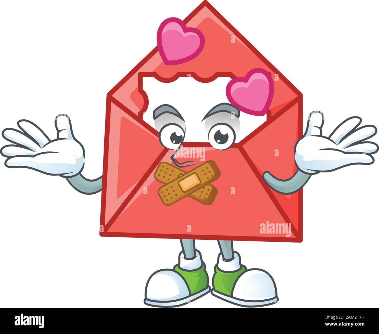 a silent gesture of love letter mascot cartoon character design Stock ...