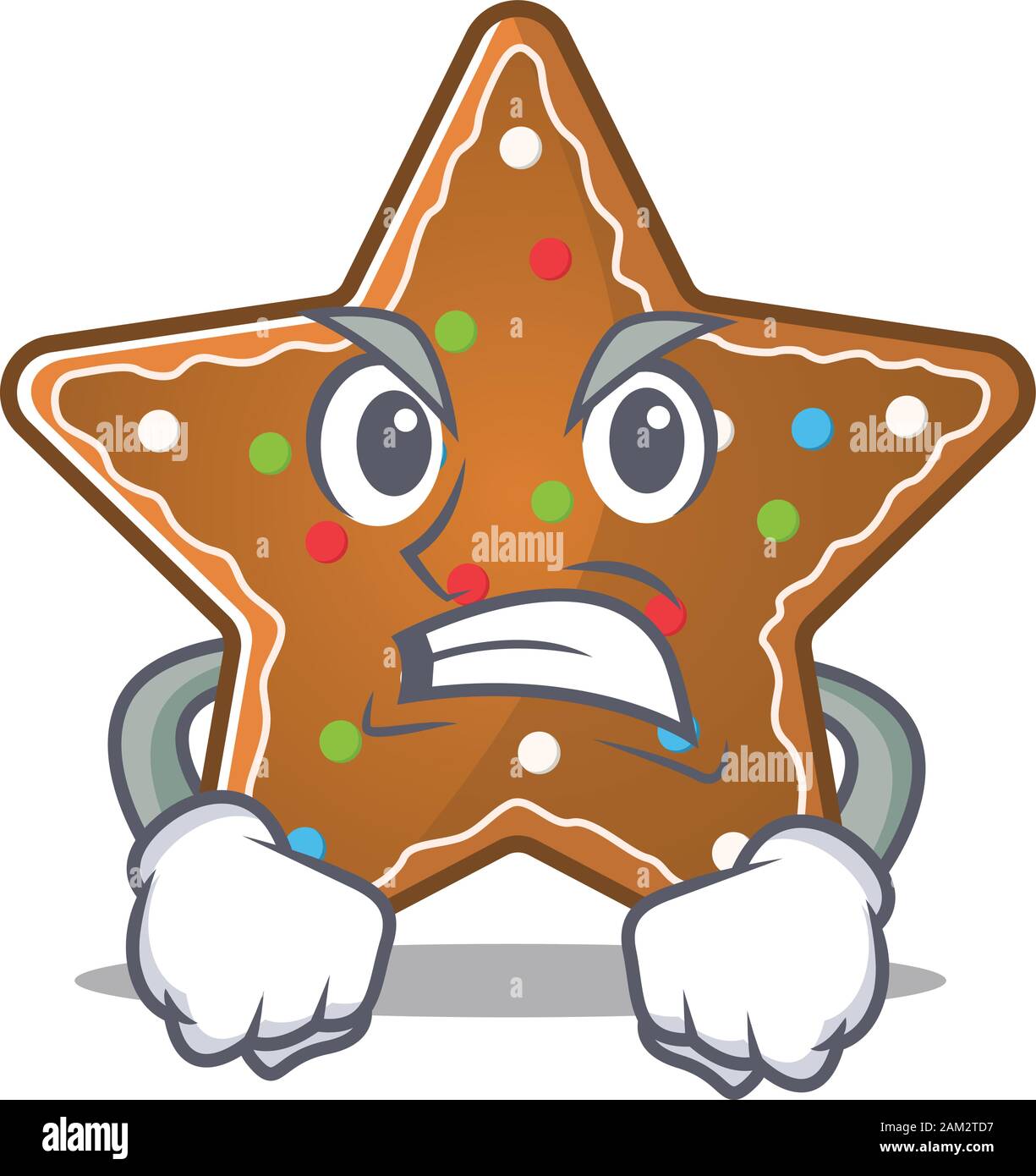 Gingerbread star cartoon character design having angry face Stock ...