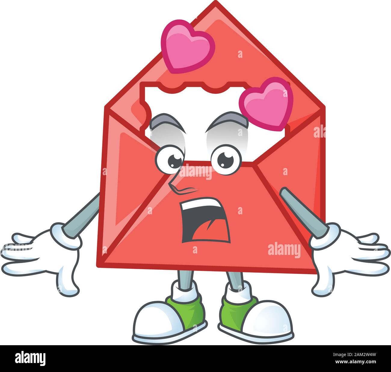 Love letter cartoon character design on a surprised gesture Stock ...