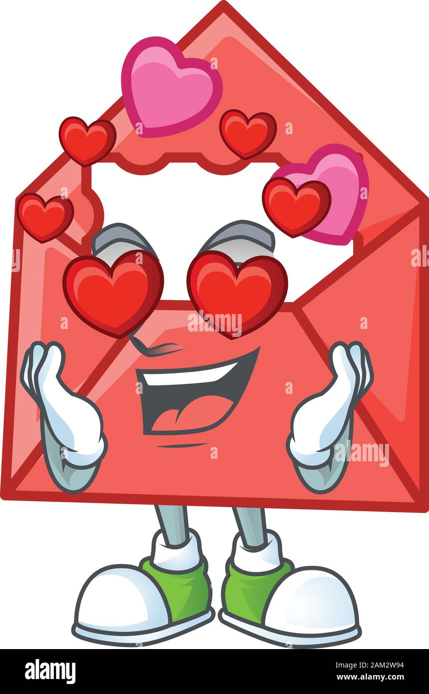 falling in love cute love letter cartoon character design Stock Vector ...