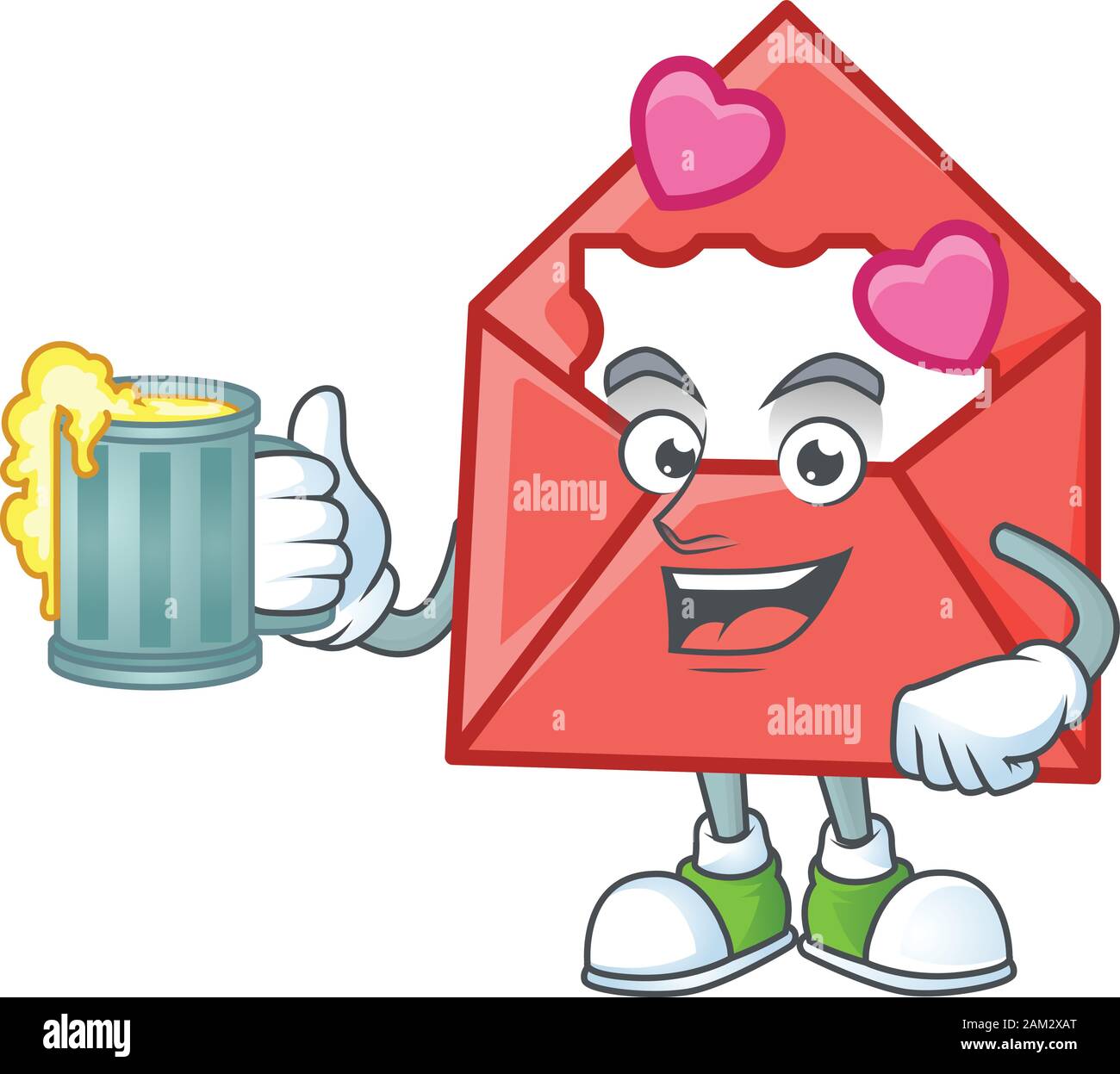 Happy love letter mascot design with a big glass Stock Vector Image ...