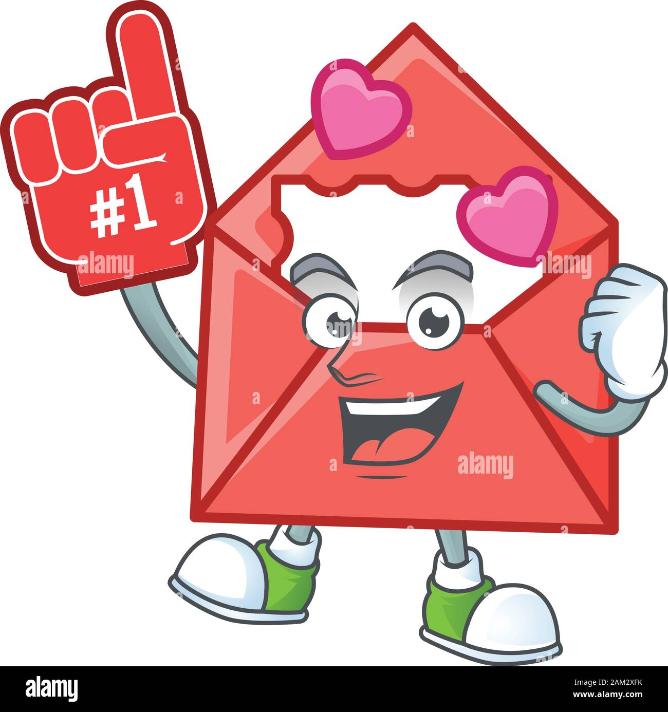 Love letter mascot cartoon style holding a Foam finger Stock Vector ...