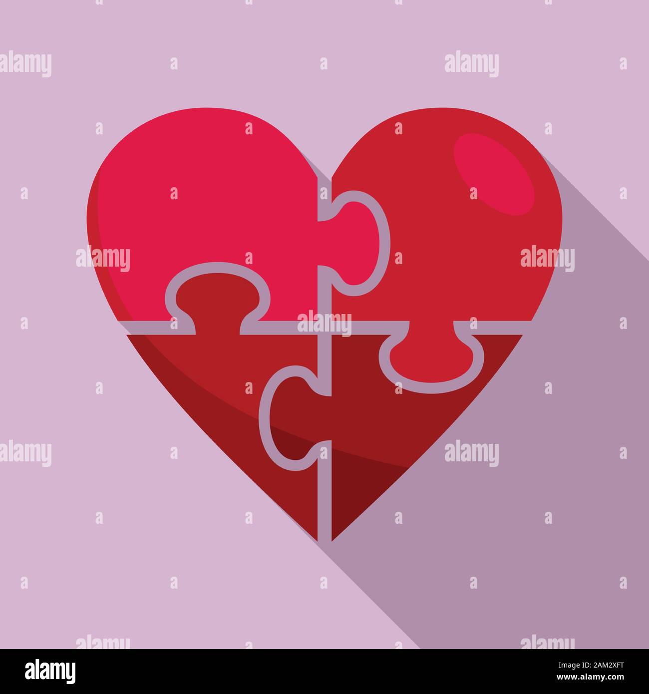 Heart jigsaw icon. Flat illustration of heart jigsaw vector icon for ...