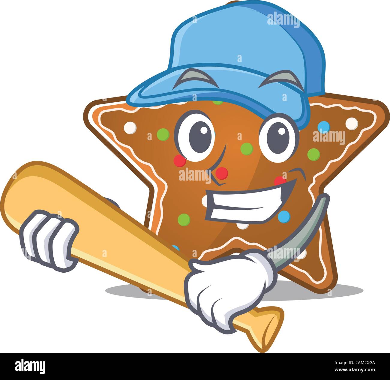 Sporty gingerbread star cartoon character design with baseball Stock ...