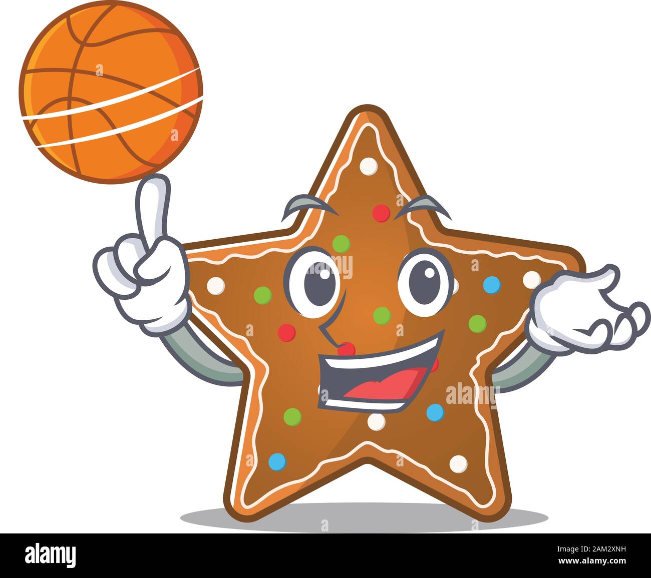 A mascot picture of gingerbread star cartoon character playing ...