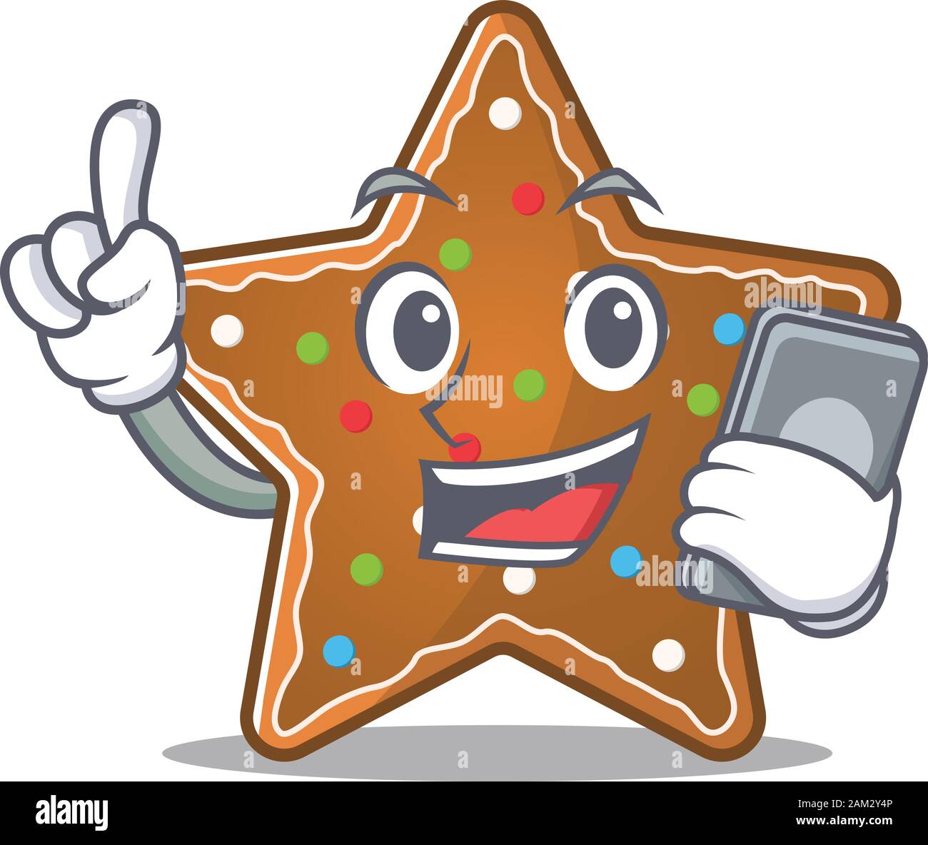 Cartoon design of gingerbread star speaking on a phone Stock Vector ...