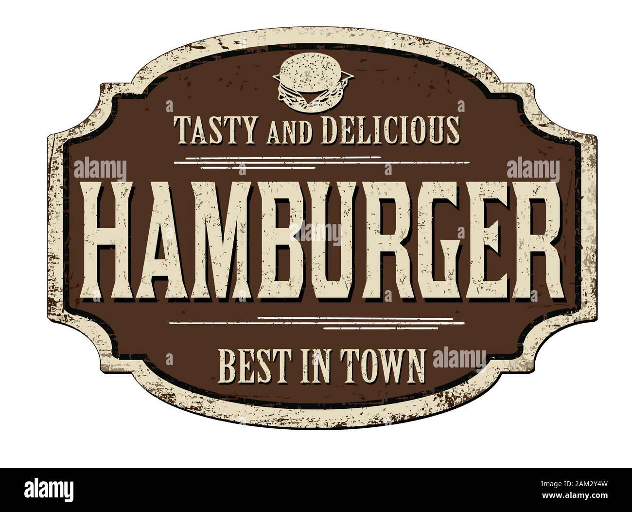 Hamburger vintage rusty metal sign on a white background, vector ...