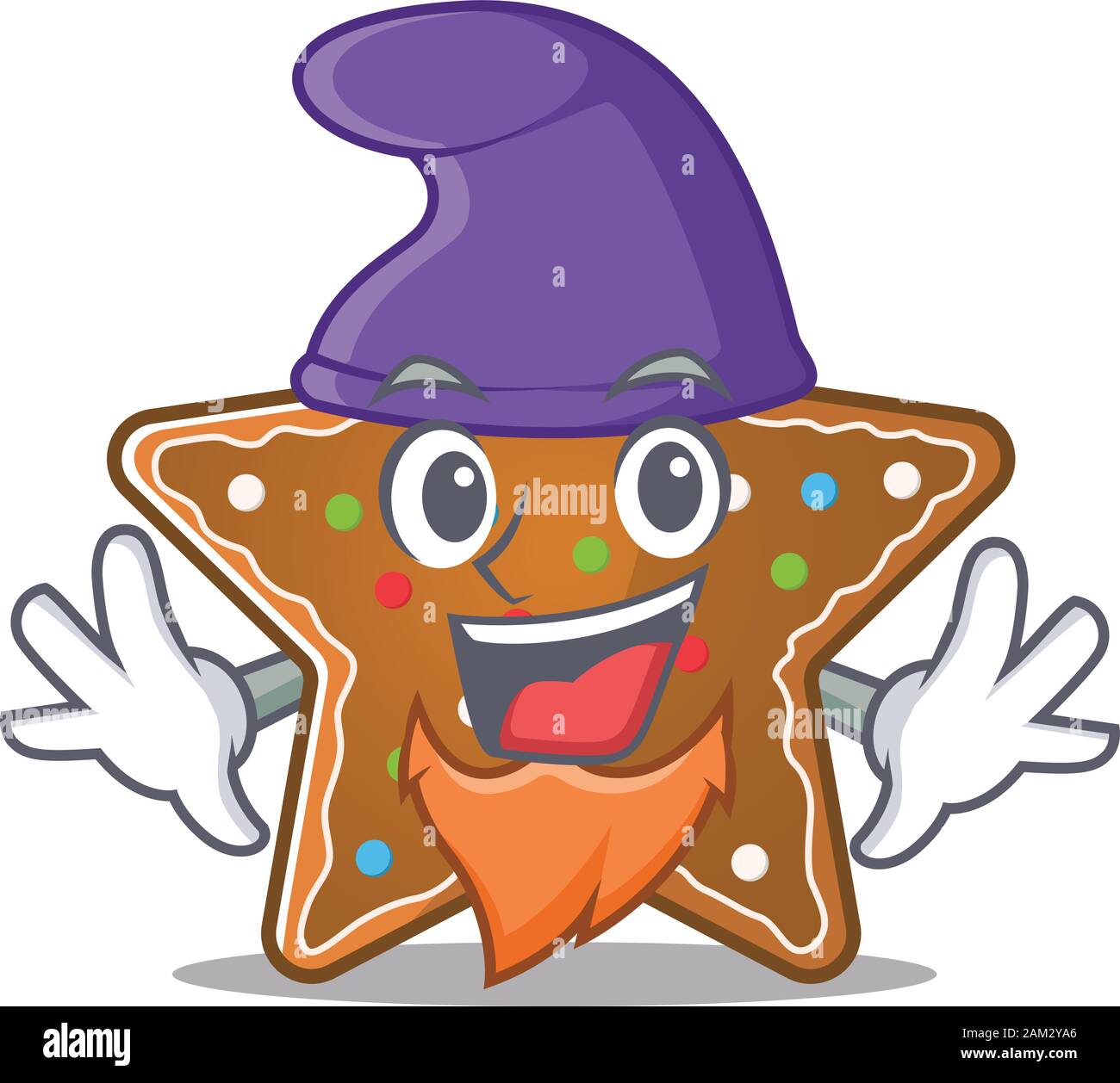 Funny gingerbread star cartoon mascot performed as an Elf Stock Vector ...