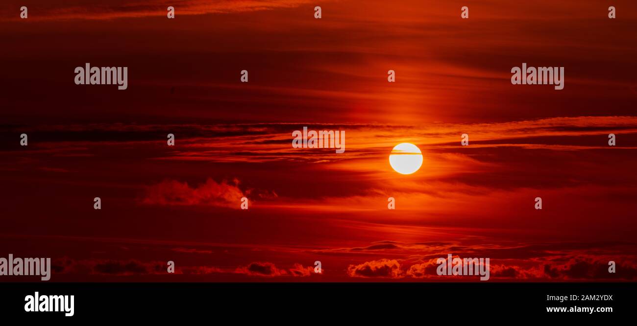 Beautiful sky. red sunlight lighting the clouds softly Stock Photo - Alamy