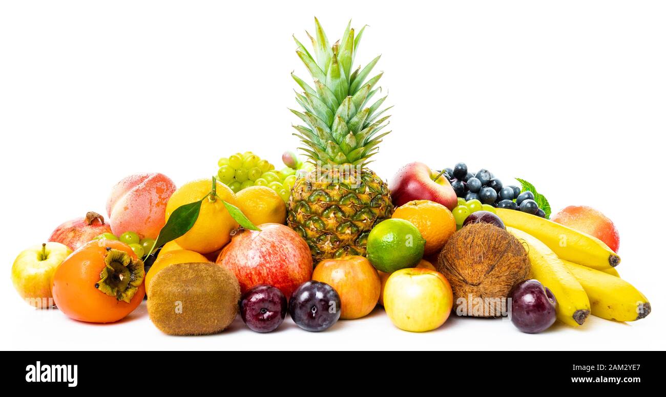 set of different fruits isolated on white background Stock Photo - Alamy