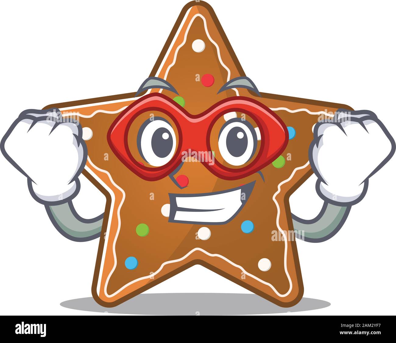 Smiley mascot of gingerbread star dressed as a Super hero Stock Vector ...