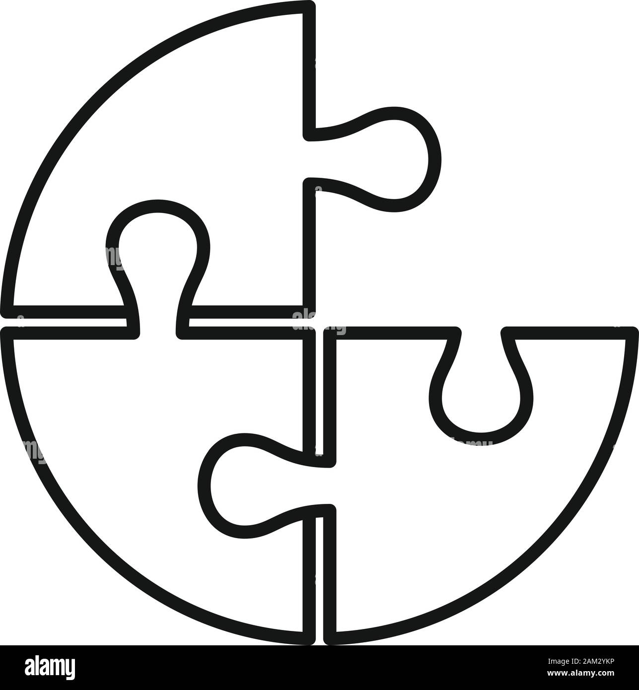 Round circle puzzle icon. Outline round circle puzzle vector icon for ...