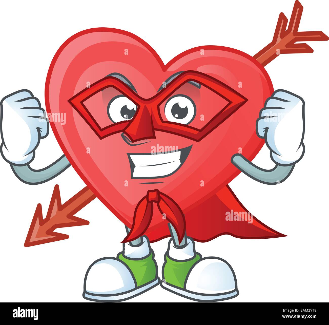 Smiley mascot of arrow love dressed as a Super hero Stock Vector Image ...