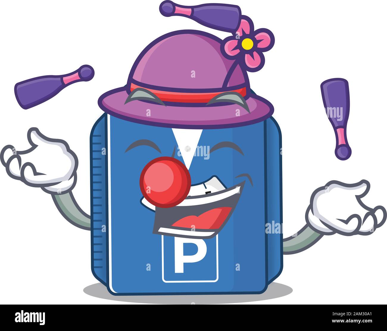 Smart parking disc cartoon character design playing Juggling Stock ...