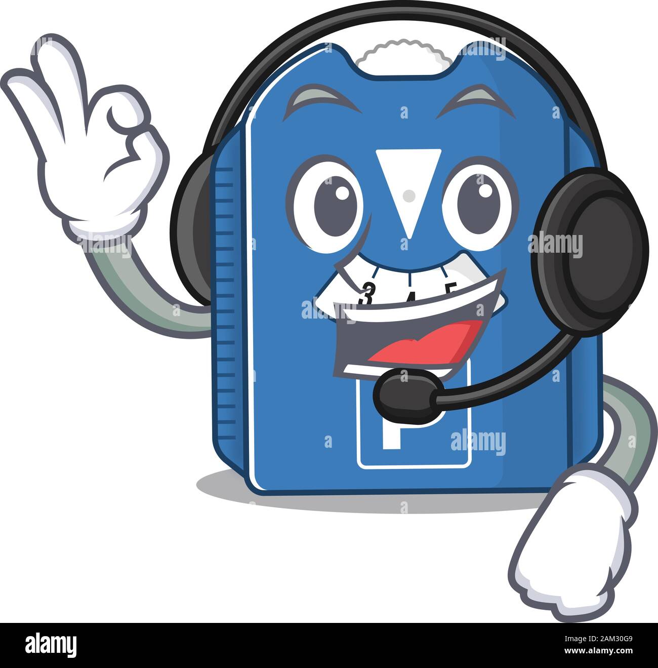 Smiley parking disc cartoon character design wearing headphone Stock ...