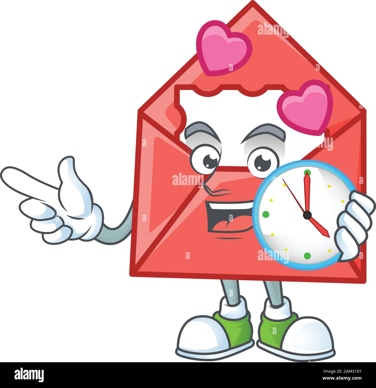cartoon character style love letter having clock Stock Vector Image ...