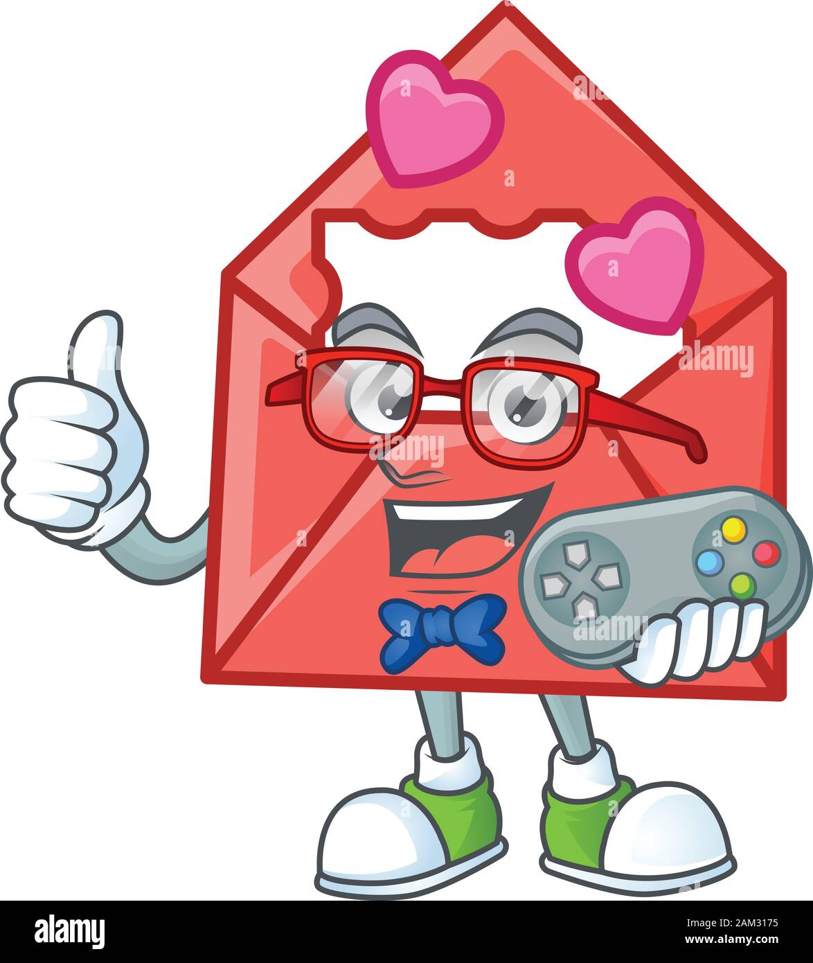 Smiley gamer love letter cartoon mascot style Stock Vector Image & Art ...