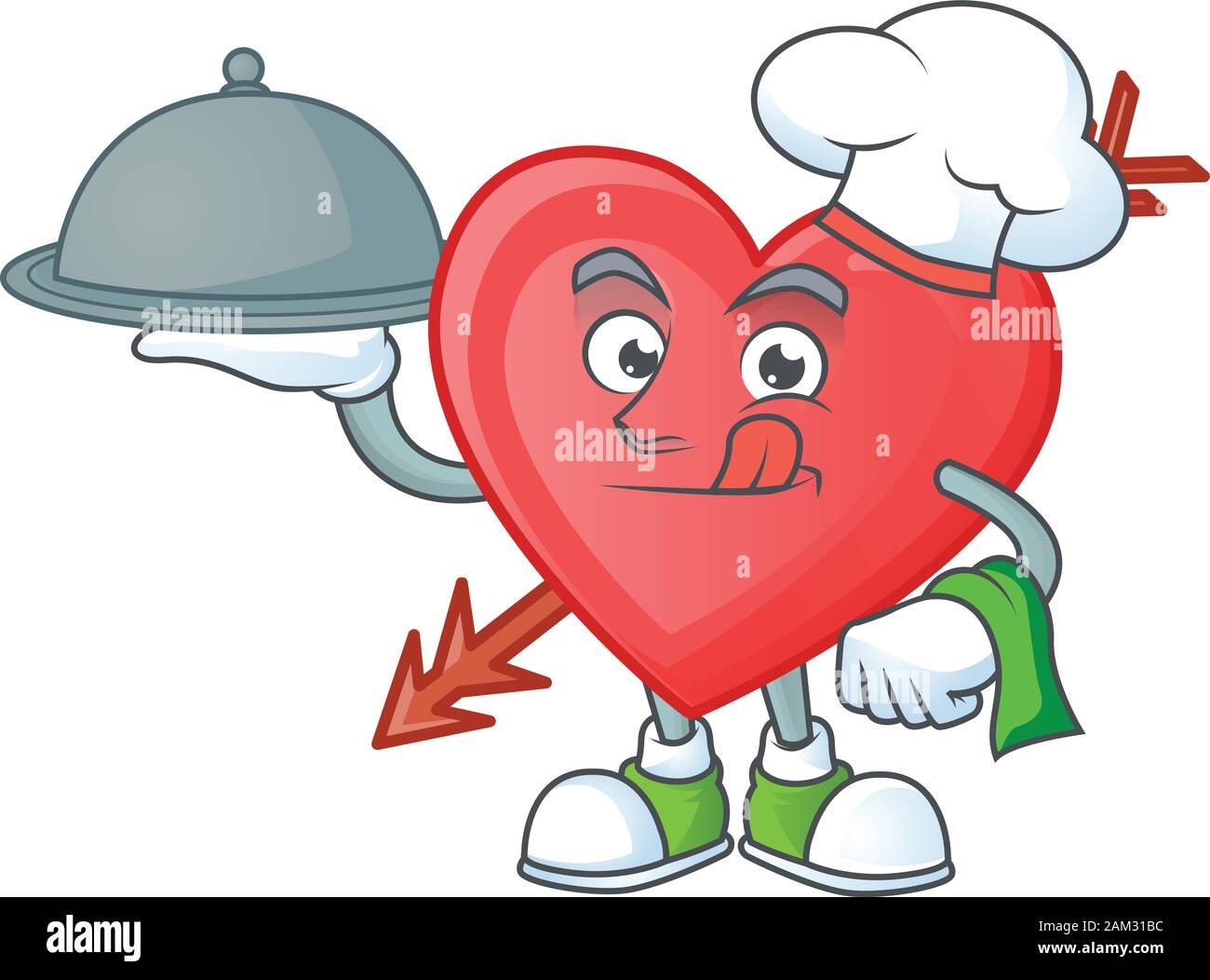 cartoon design of arrow love as a Chef having food on tray Stock Vector ...