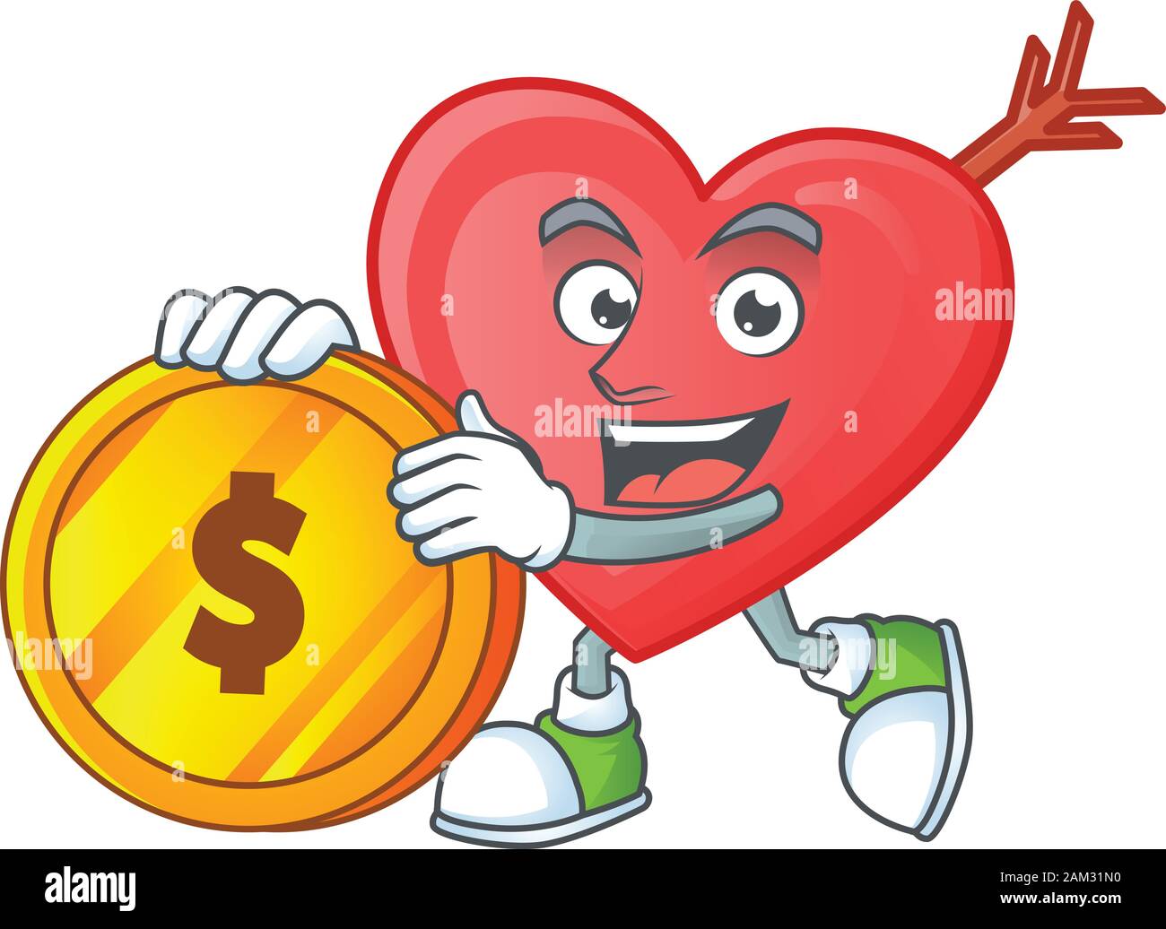 Rich arrow love mascot cartoon design style with gold coin Stock Vector ...
