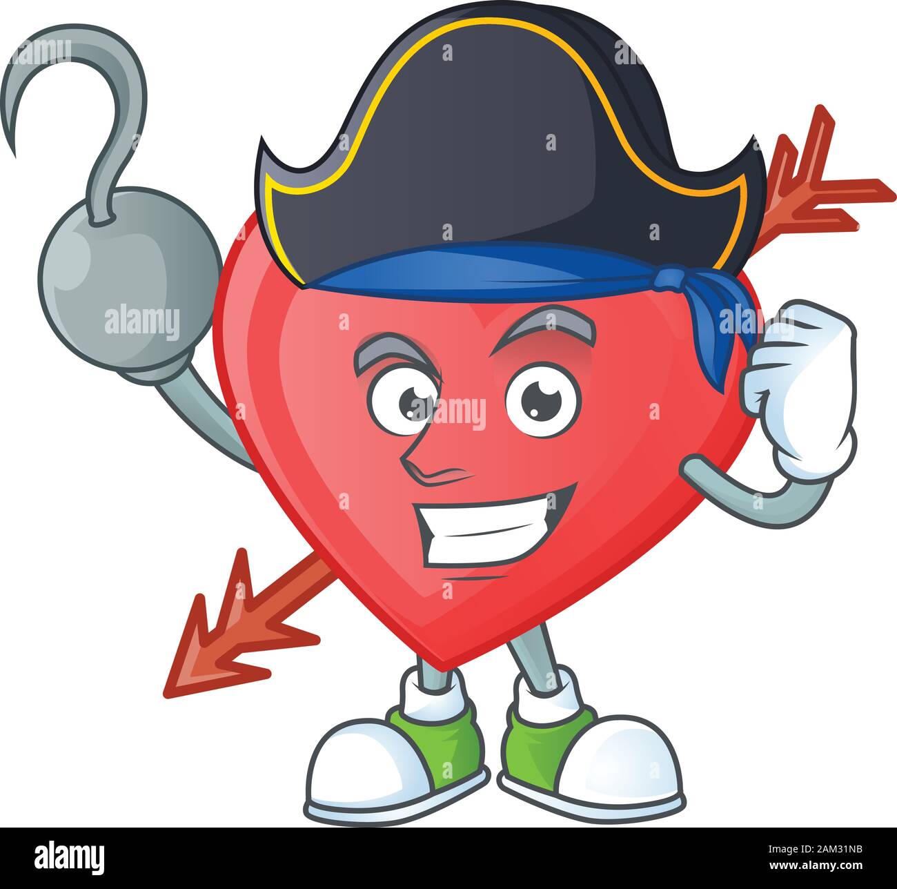 Cool one hand Pirate arrow love cartoon character wearing hat Stock ...