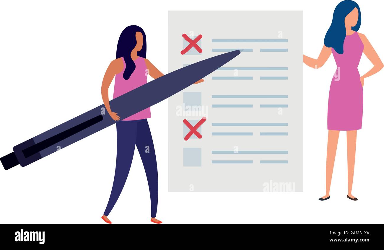 business women with vote form and pen Stock Vector Image & Art - Alamy