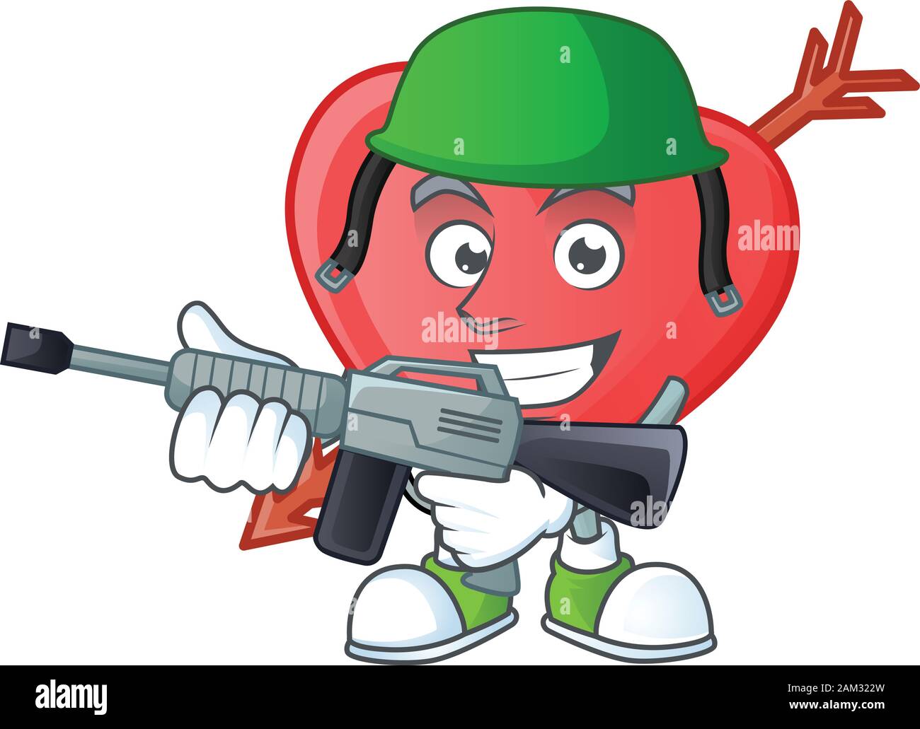 Arrow love carton character in an Army uniform with machine gun Stock ...