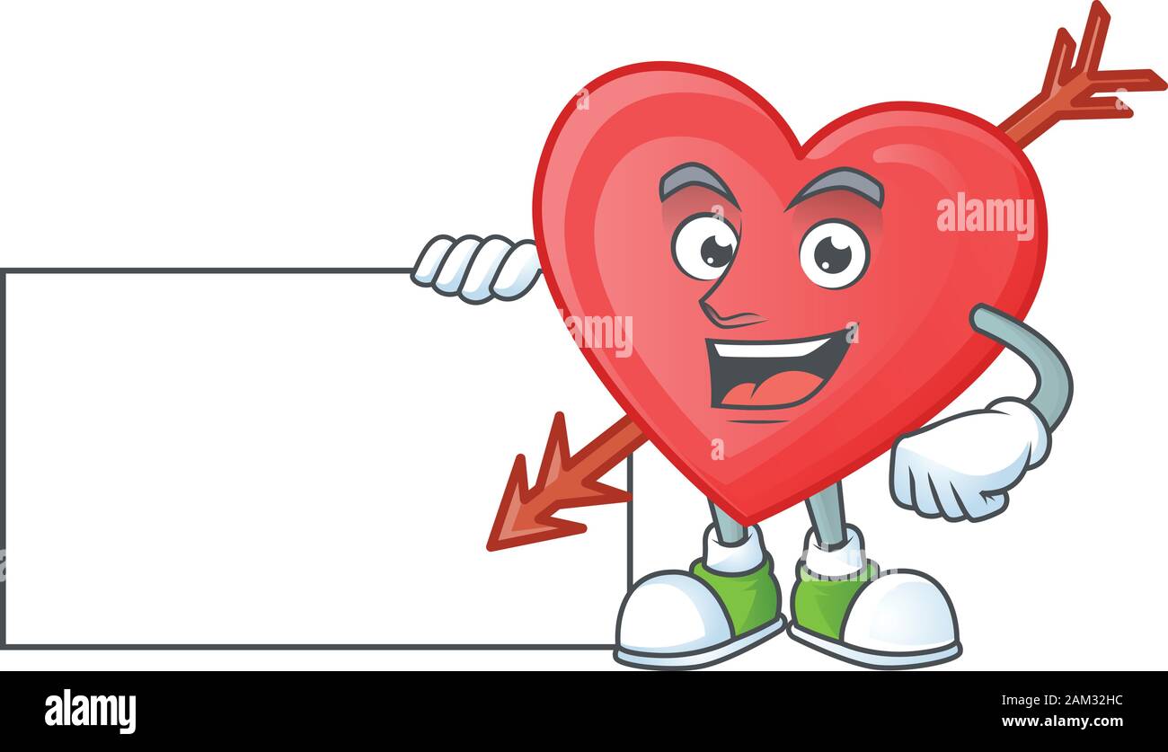 Cheerful arrow love cartoon character having a board Stock Vector Image ...