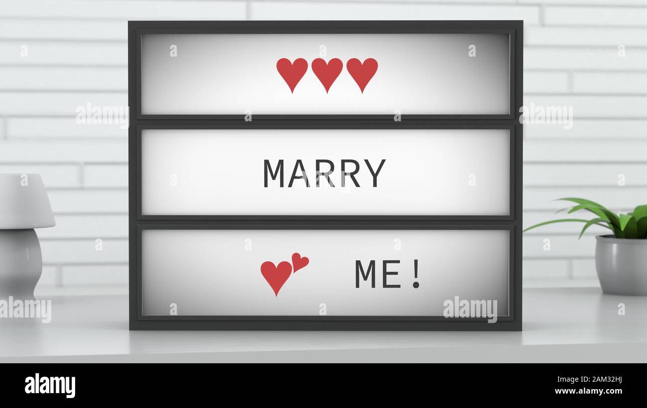Marry Me Lightbox 3D Illustration Stock Photo - Alamy