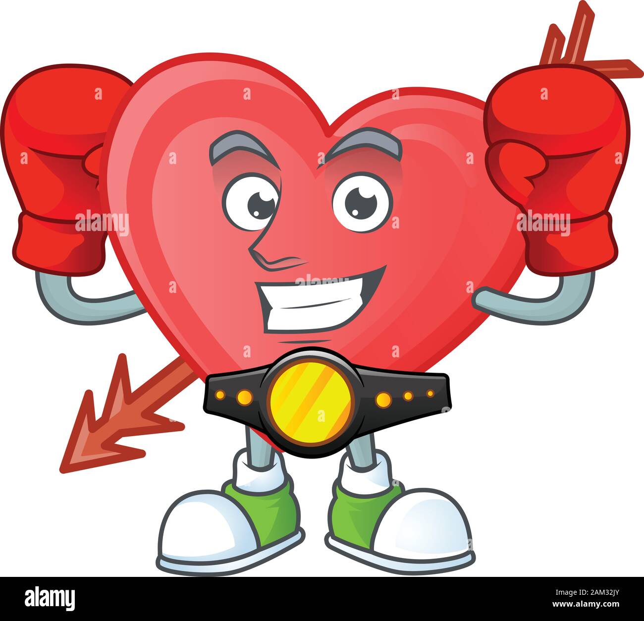 Happy Face Boxing arrow love cartoon character design Stock Vector ...