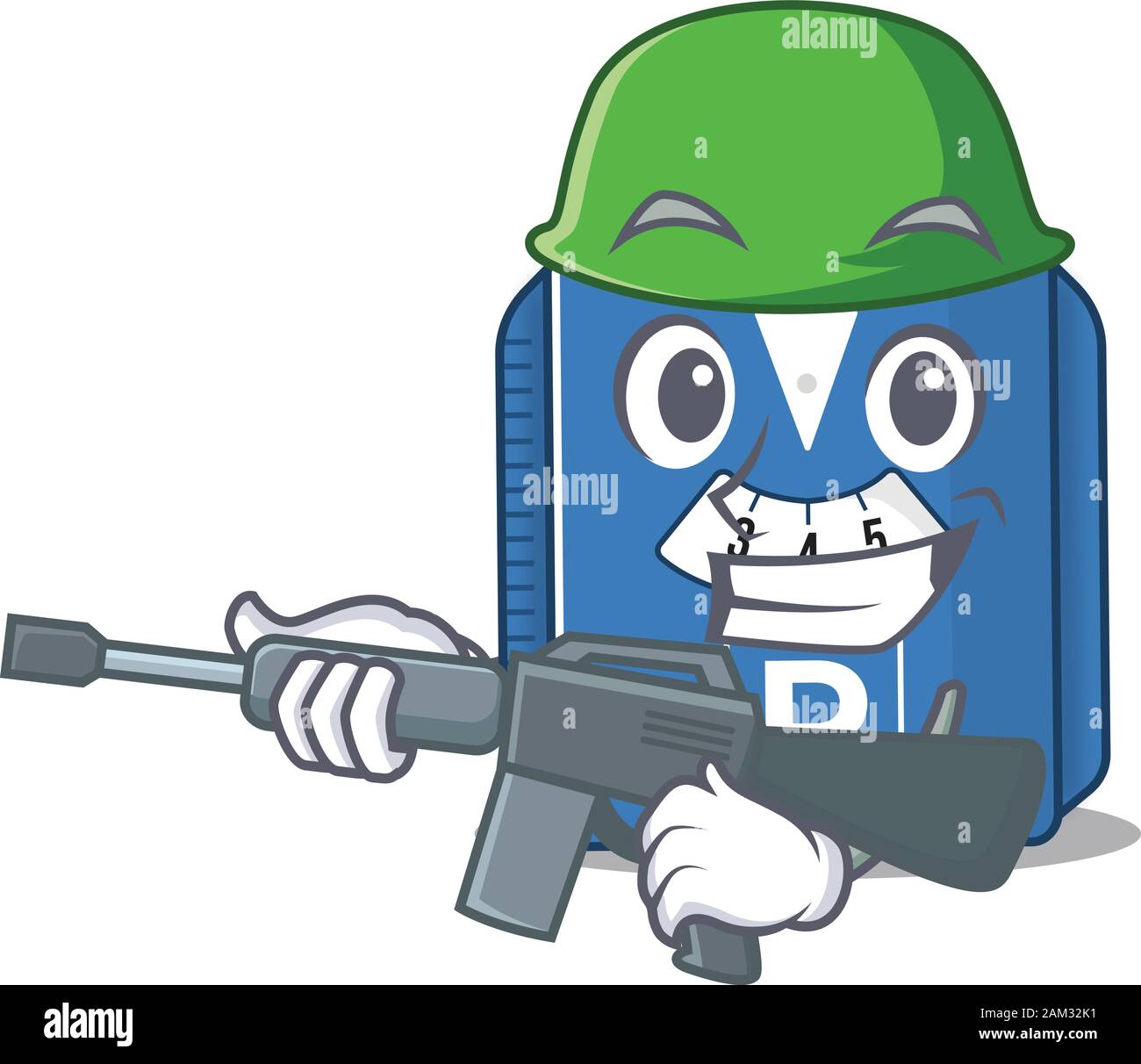 A cartoon design of parking disc Army with machine gun Stock Vector ...