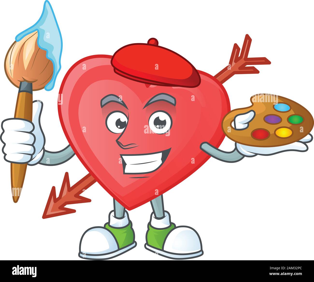 Smart arrow love painter mascot icon with brush Stock Vector Image ...