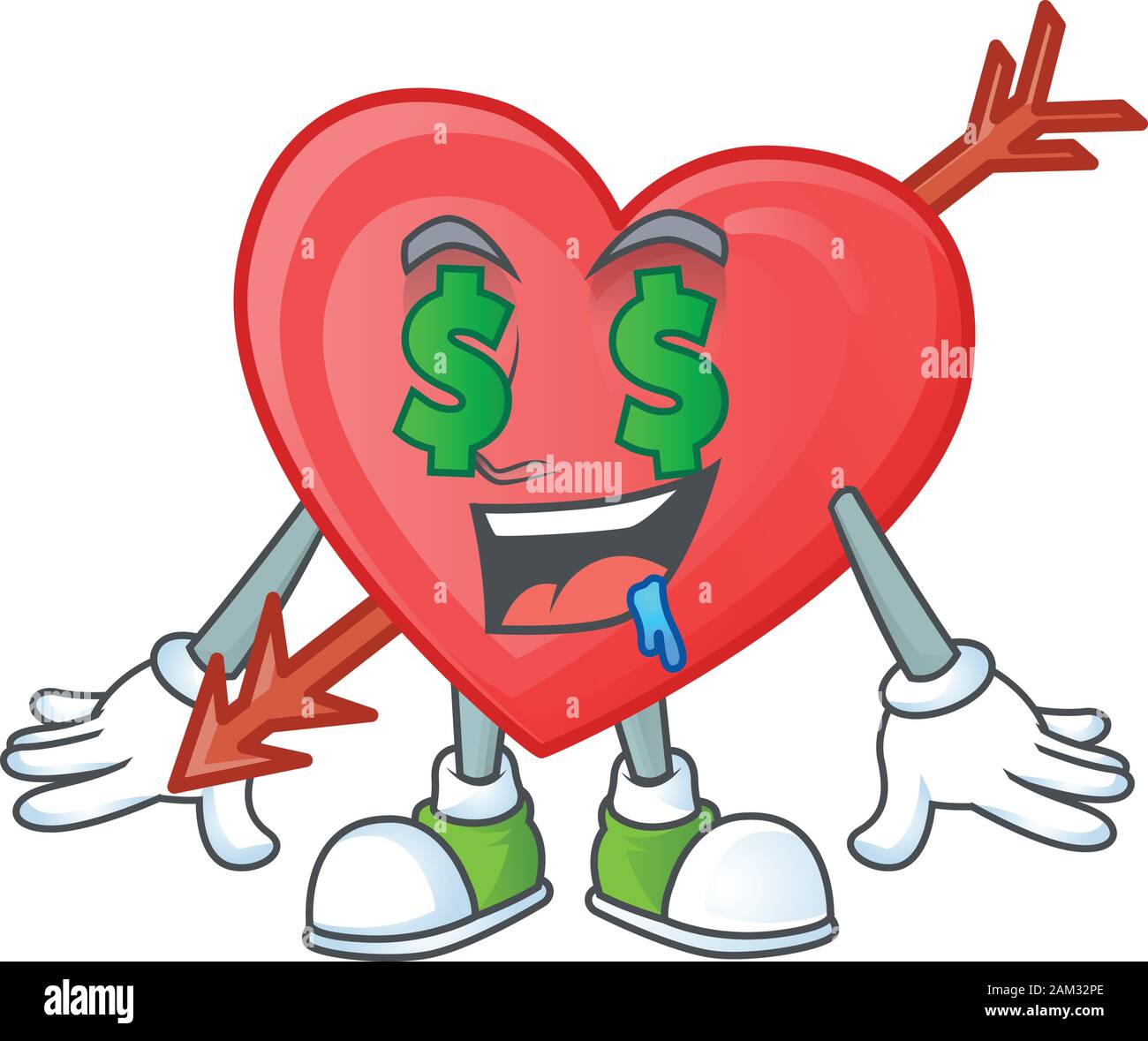 Happy rich arrow love with Money eye cartoon character style Stock ...