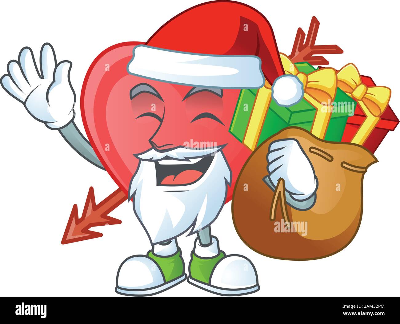 Santa arrow love Cartoon character design having box of gift Stock ...