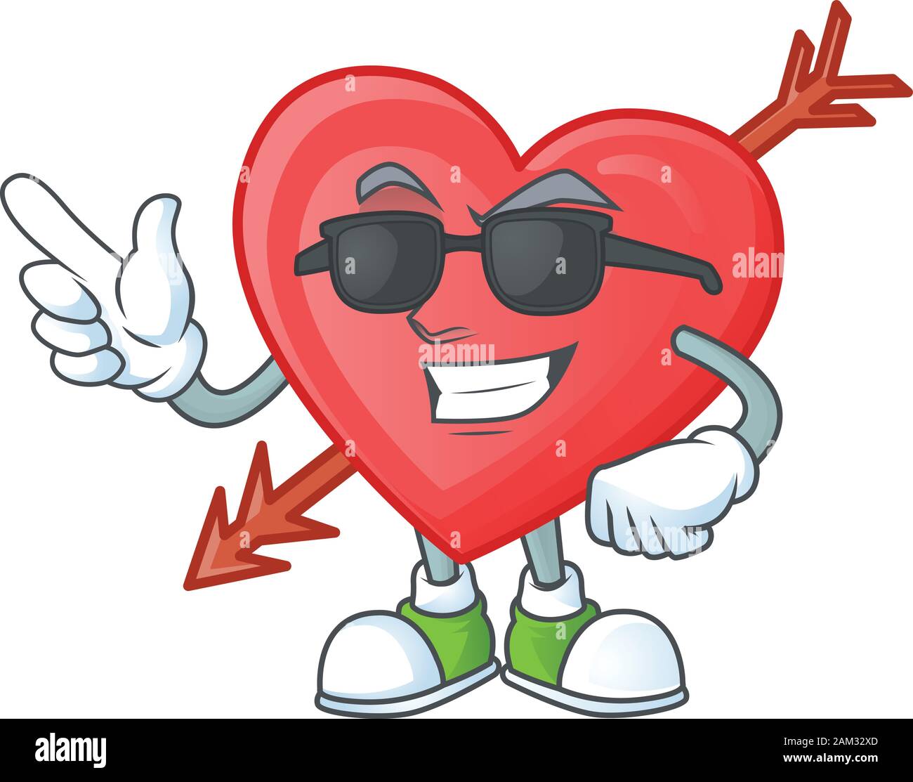 Super cool arrow love character wearing black glasses Stock Vector ...