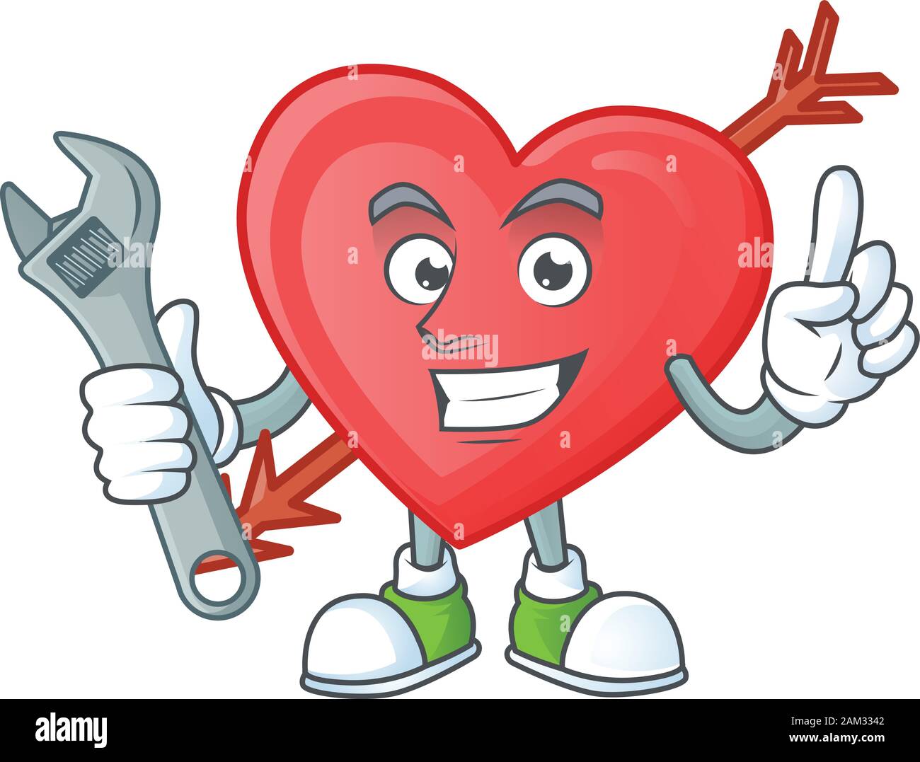 Smart Mechanic arrow love cartoon character design Stock Vector Image ...