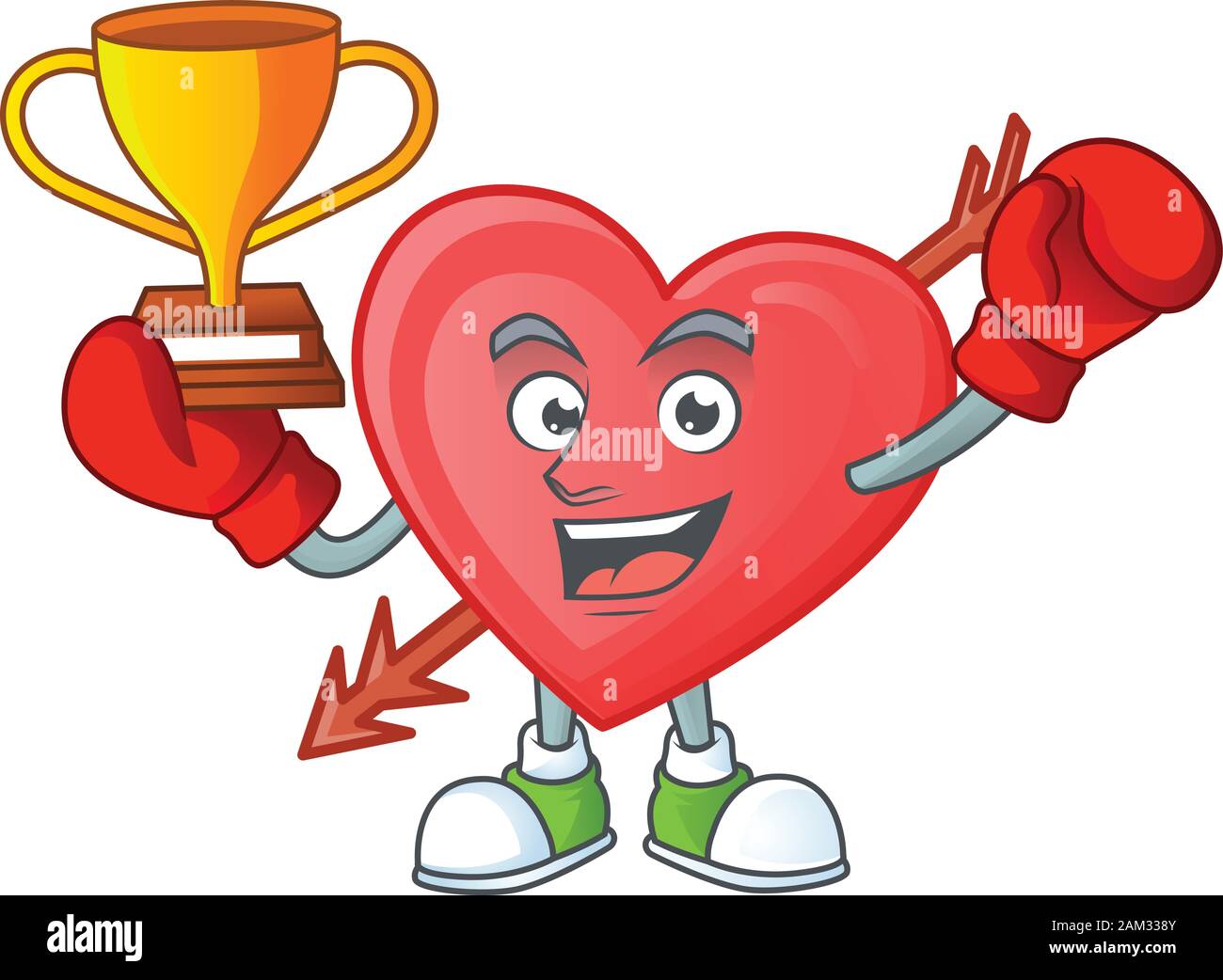 fantastic Boxing winner of arrow love in mascot cartoon style Stock ...