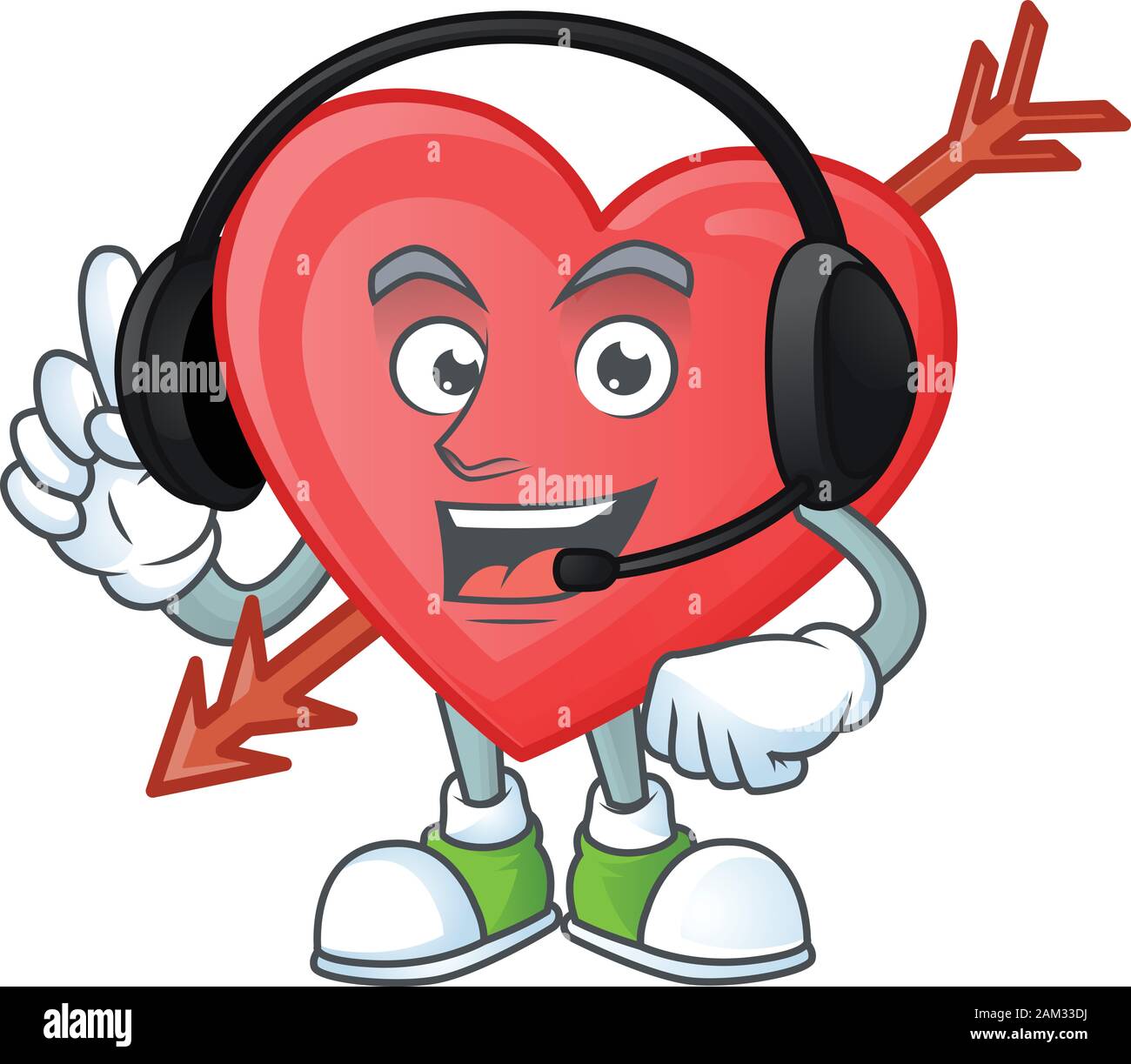 Smiley arrow love cartoon character design wearing headphone Stock ...